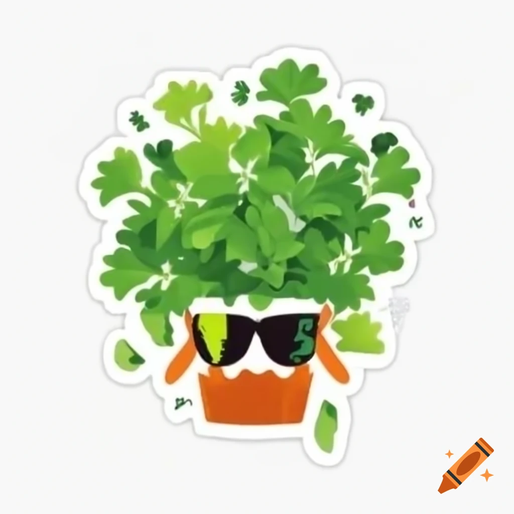Fun illustration of cilantro plant wearing sunglasses for sticker on ...