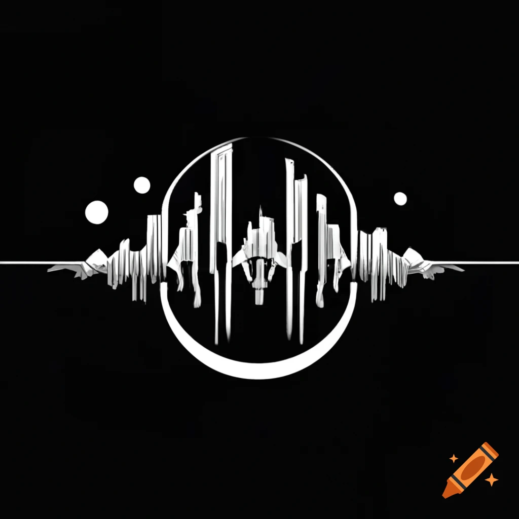 Minimalist abstract logo for irregular sound waves in black and white ...