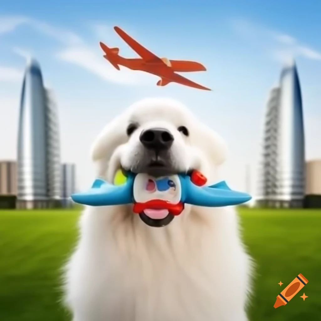 Bichon frise superhero flying over skyscrapers on Craiyon