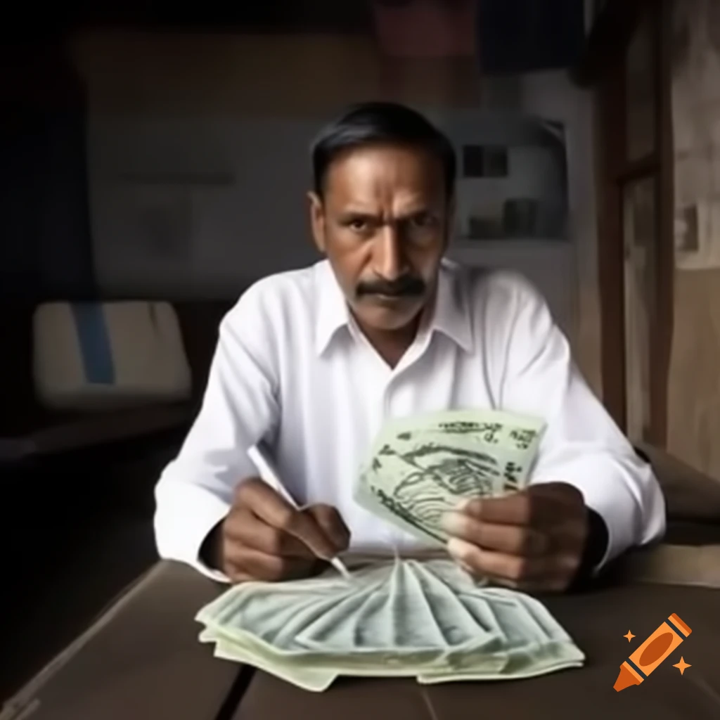 Man signing contract while handing over money in india on Craiyon