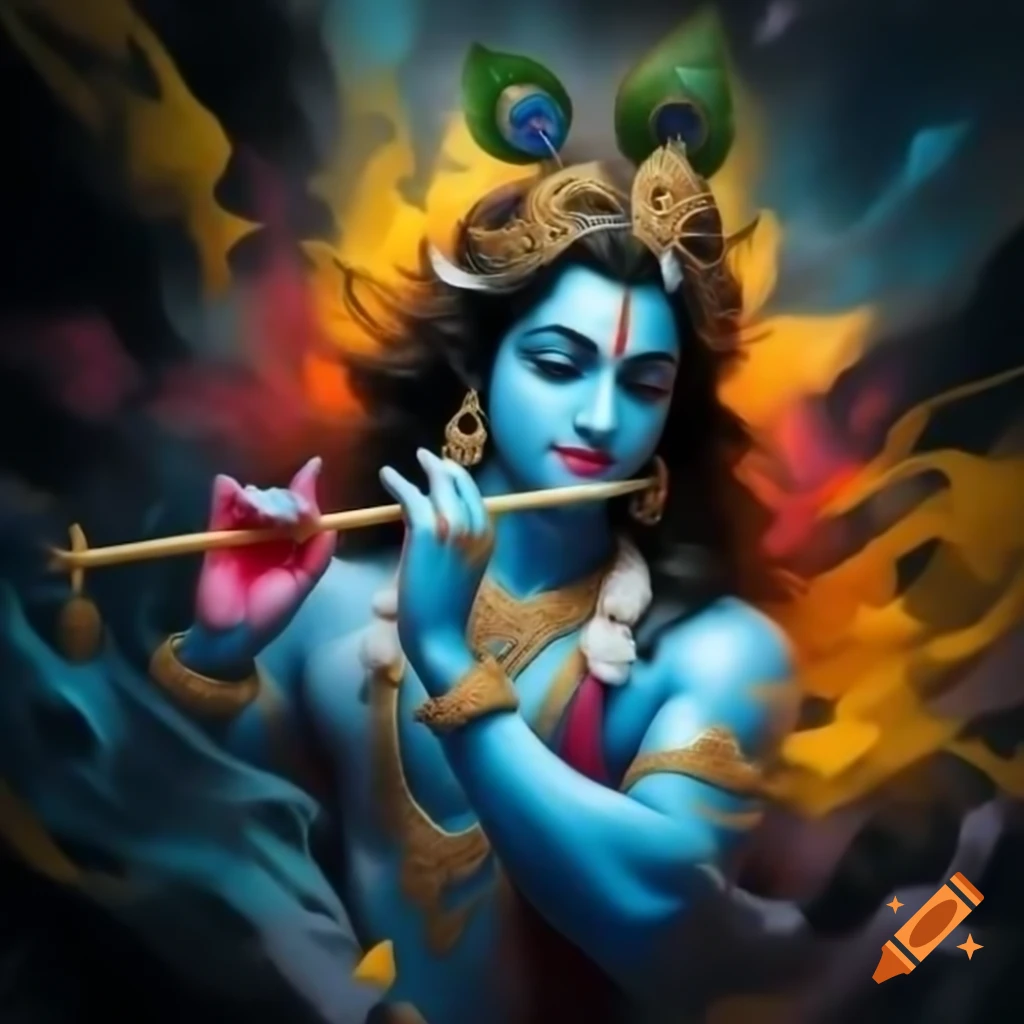 Dynamic background of radha krishna in brindavan on Craiyon