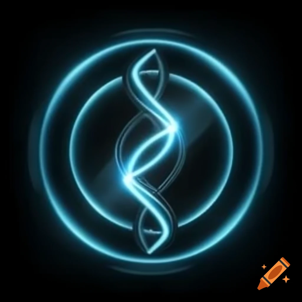 Glowing twisted runic symbol with helix design on Craiyon