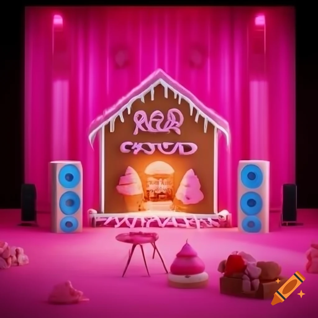 Whimsical candy land with gingerbread palace and cotton candy clouds on ...