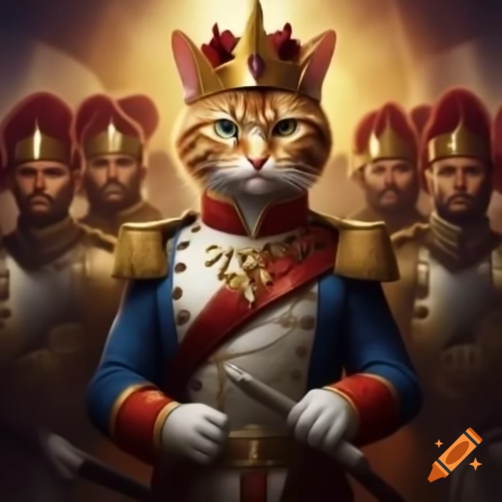 Leader cat commanding an army on Craiyon