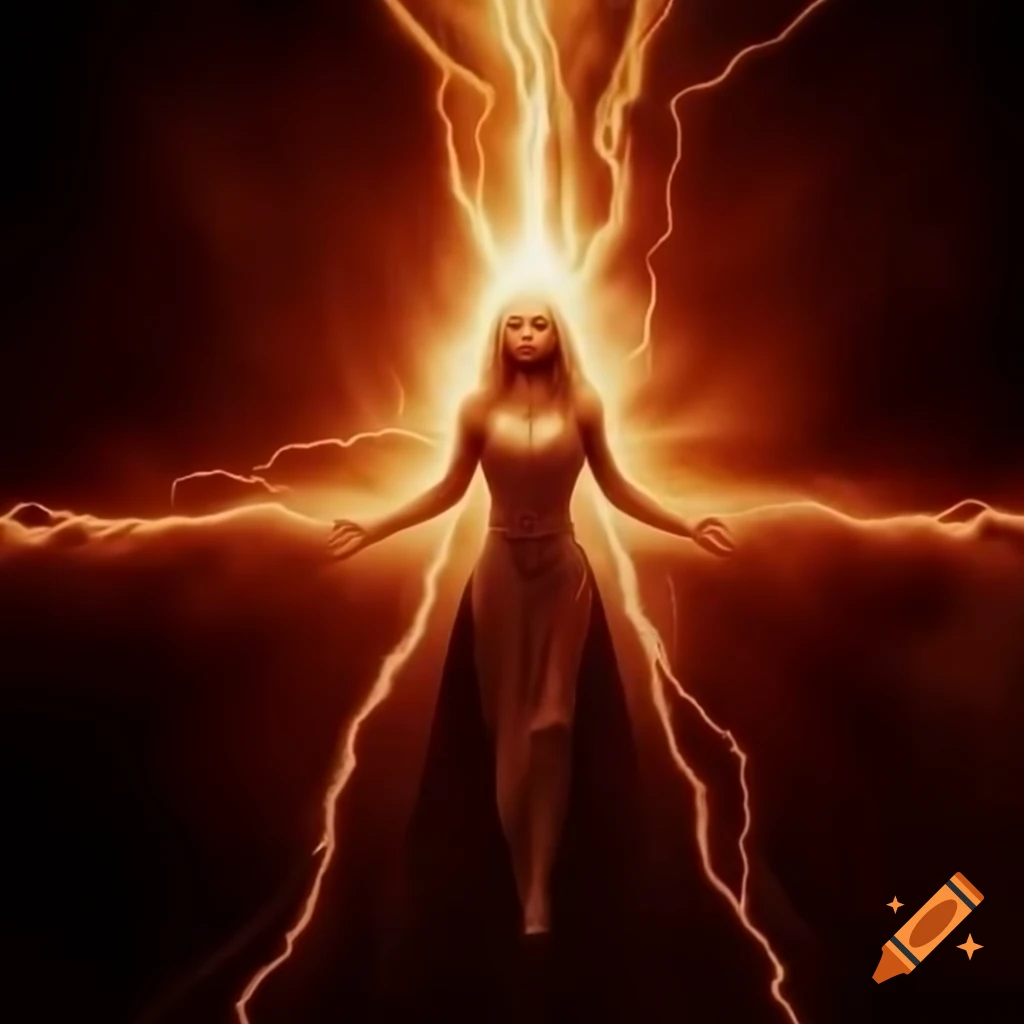 Ethereal scene with a goddess and blinding light, invoking dream-like powers on Craiyon