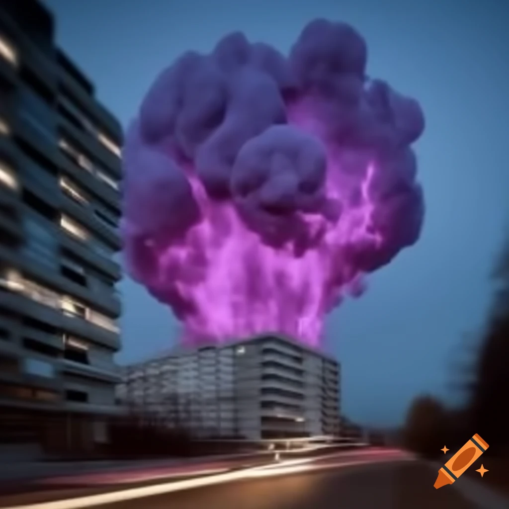 Modern russian apartments with purple energy explosion and radial blur ...
