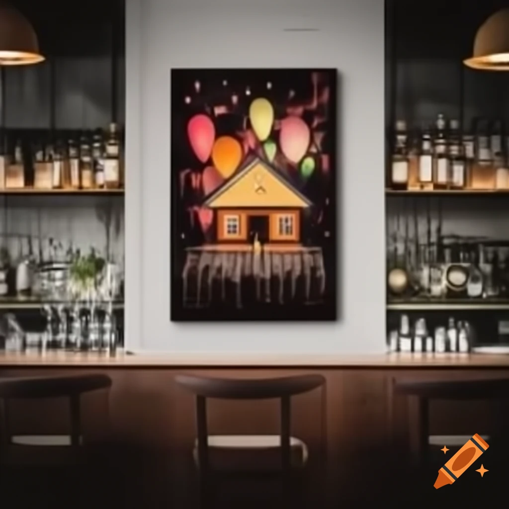 Vibrant poster for house music party at a cozy bar on Craiyon