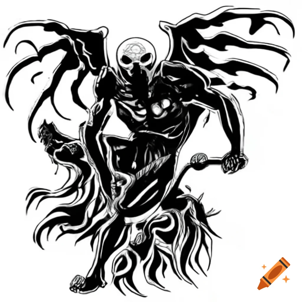 Black and White Horror Coloring Page created on Craiyon