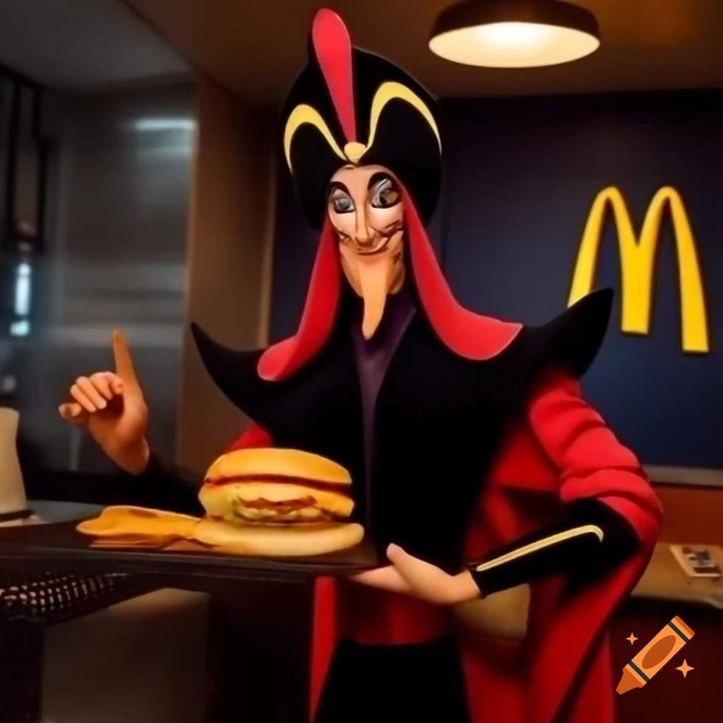 Fictional character jafar at mcdonalds on Craiyon