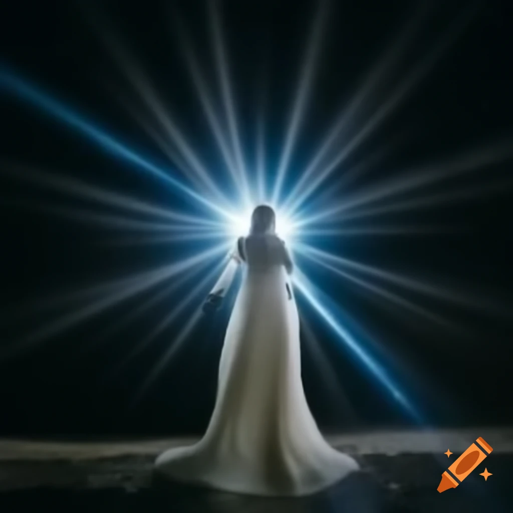 Ethereal scene with a goddess and blinding light, invoking dream-like powers on Craiyon