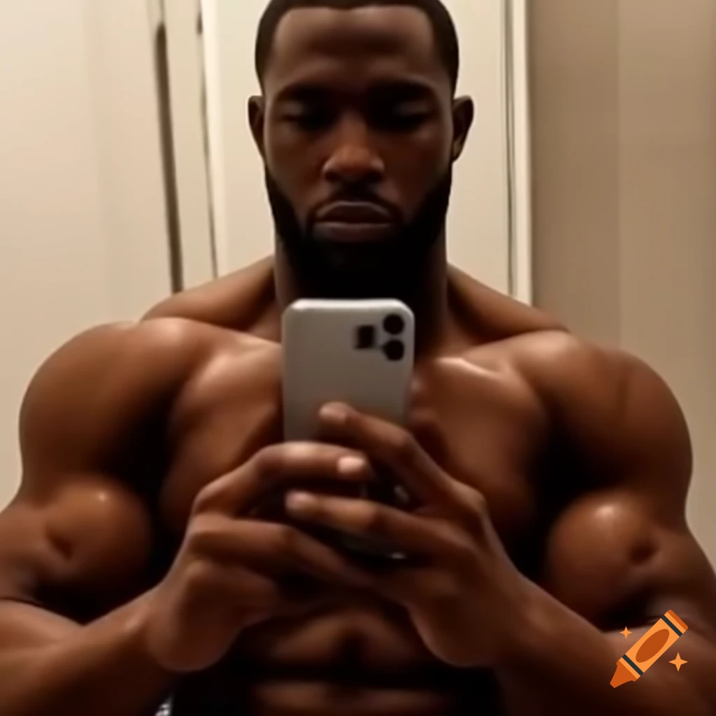 Muscular man with a strong jawline taking a selfie on Craiyon