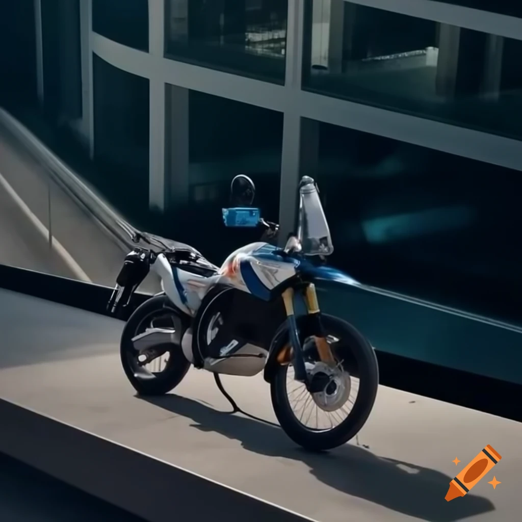 Hero Xpulse bike on terrace of 40-story building on Craiyon