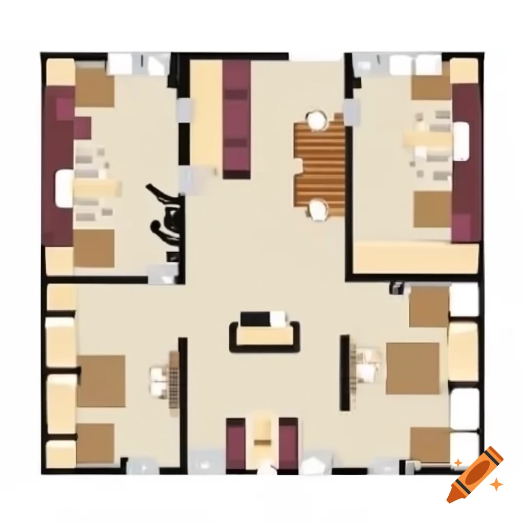 Interior layout of a beauty salon with treatment rooms on Craiyon