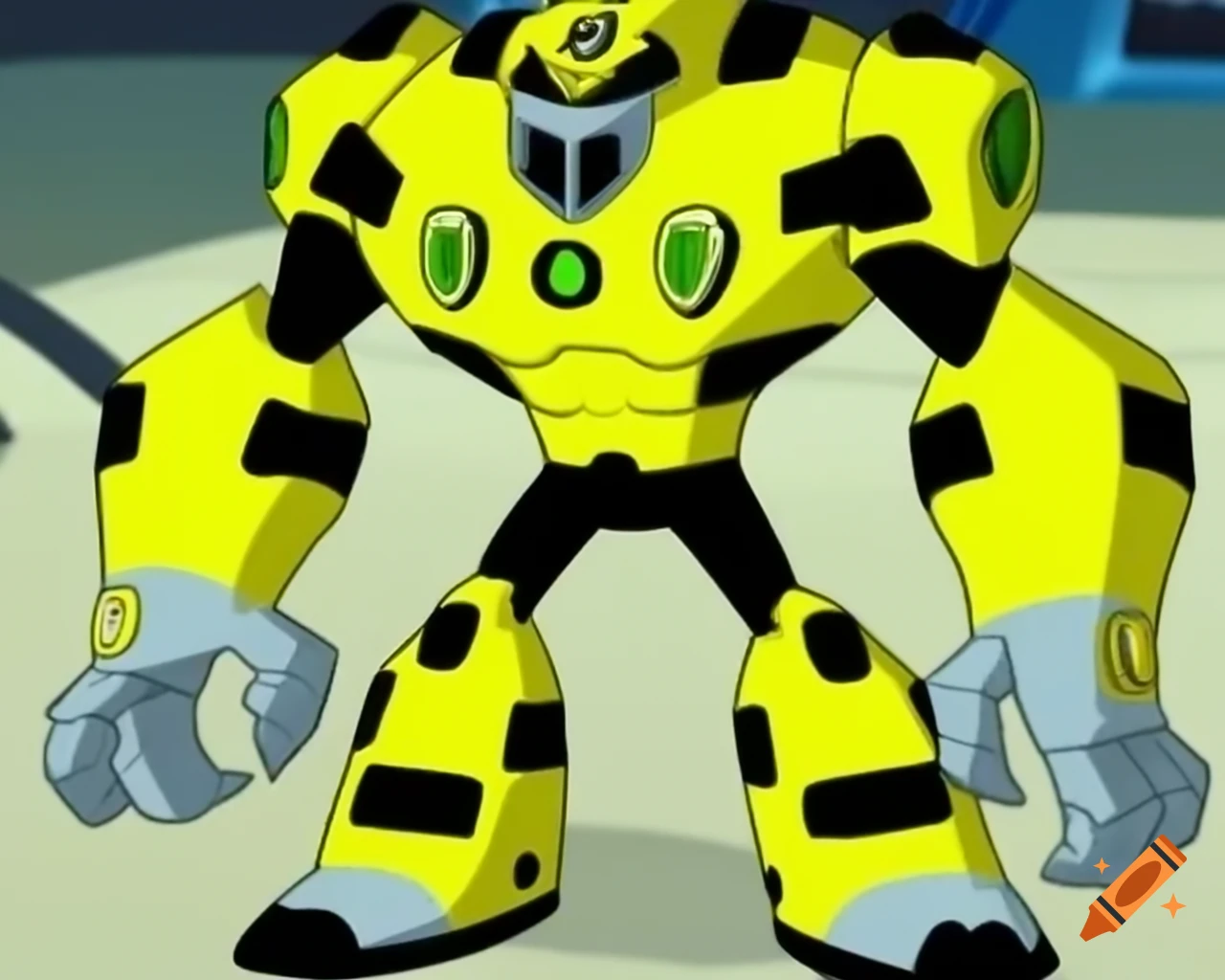 Yellow armored time-based alien from ben 10 with two watches on Craiyon