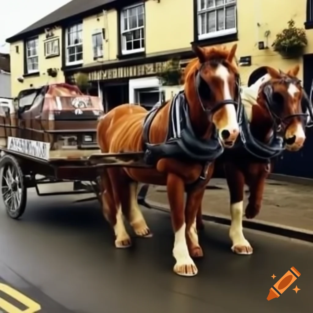 Horse and cart delivering beer to a traditional pub on Craiyon