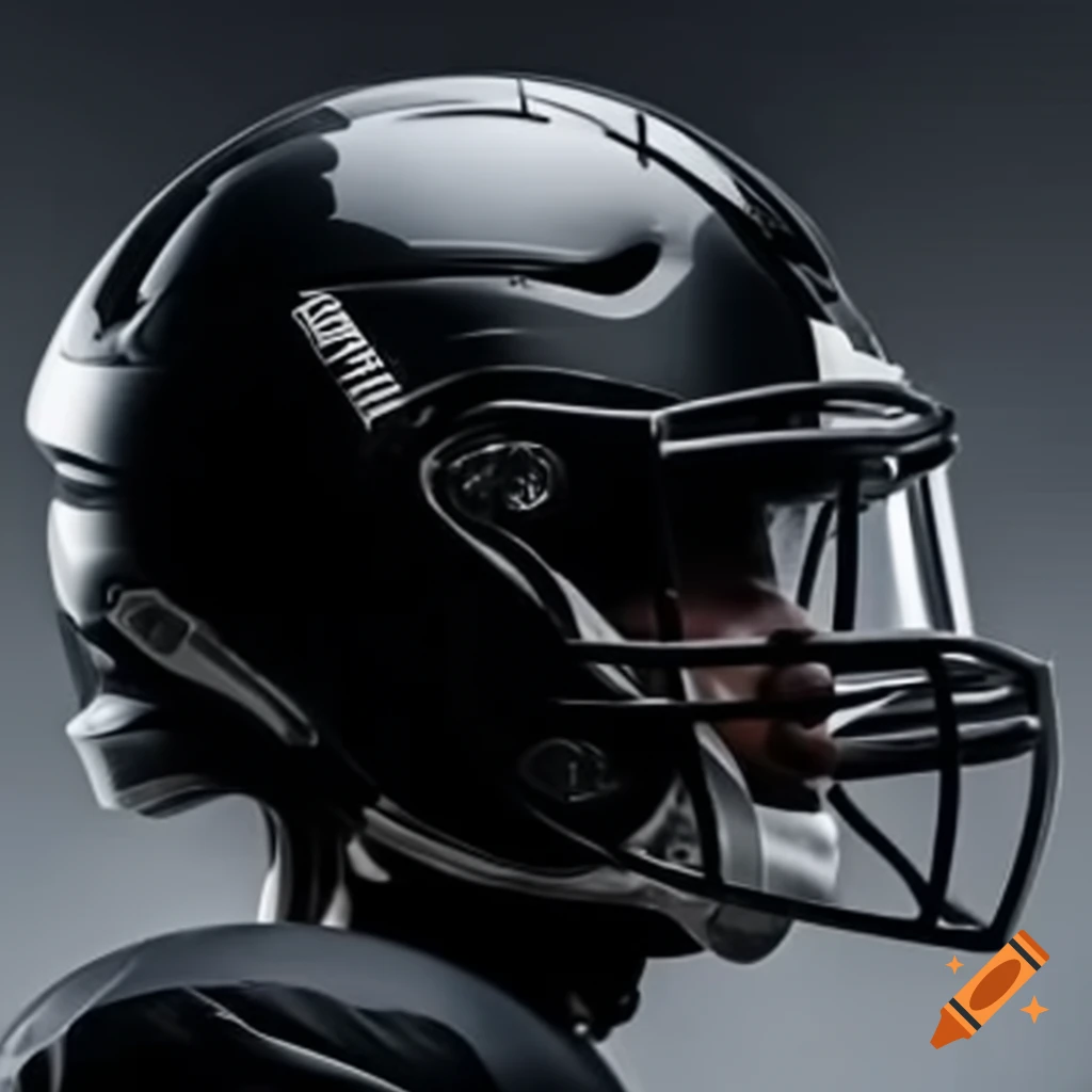Black football speed flex helmet side view on Craiyon
