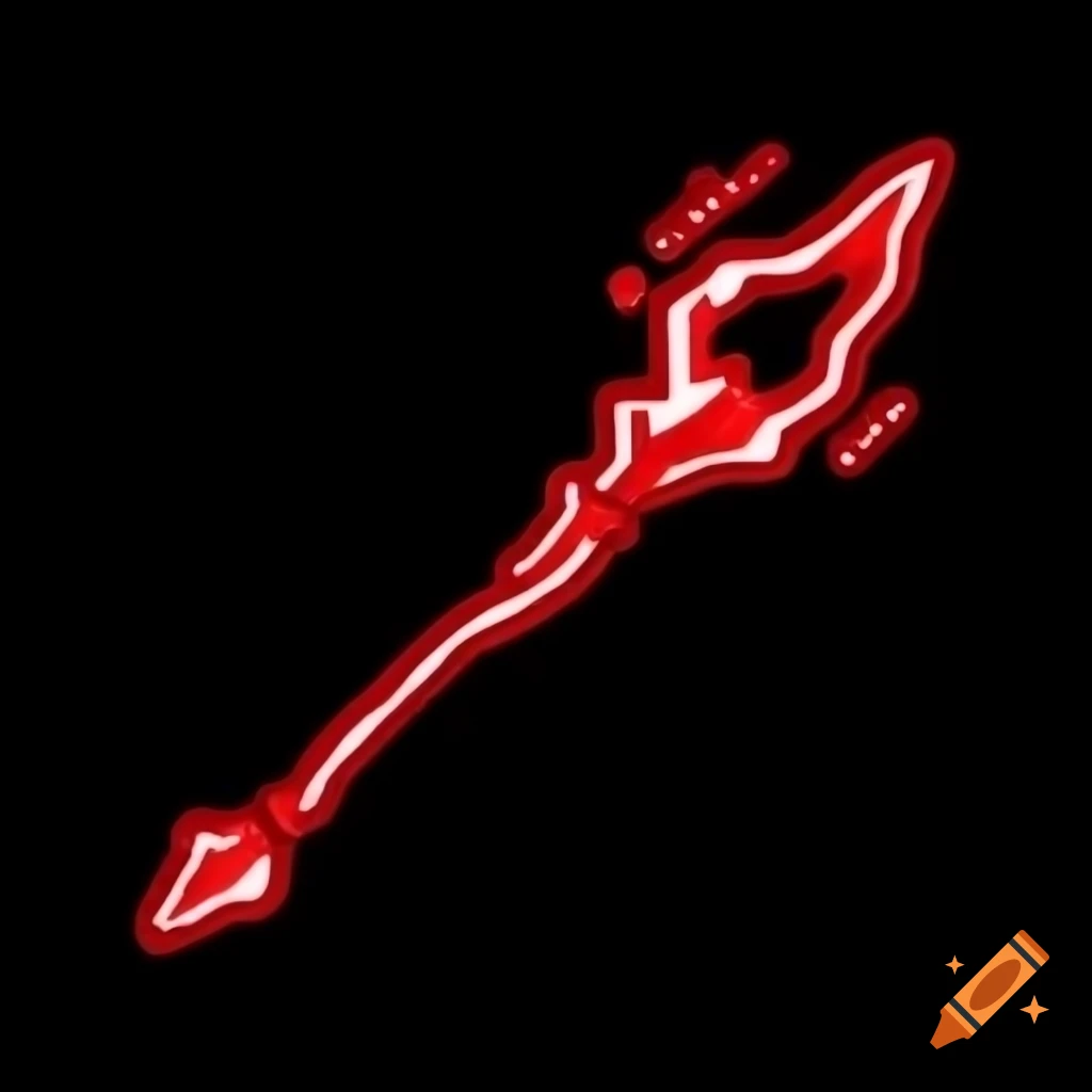 Magic wand with black, red, and white colors, drawn illustration on Craiyon