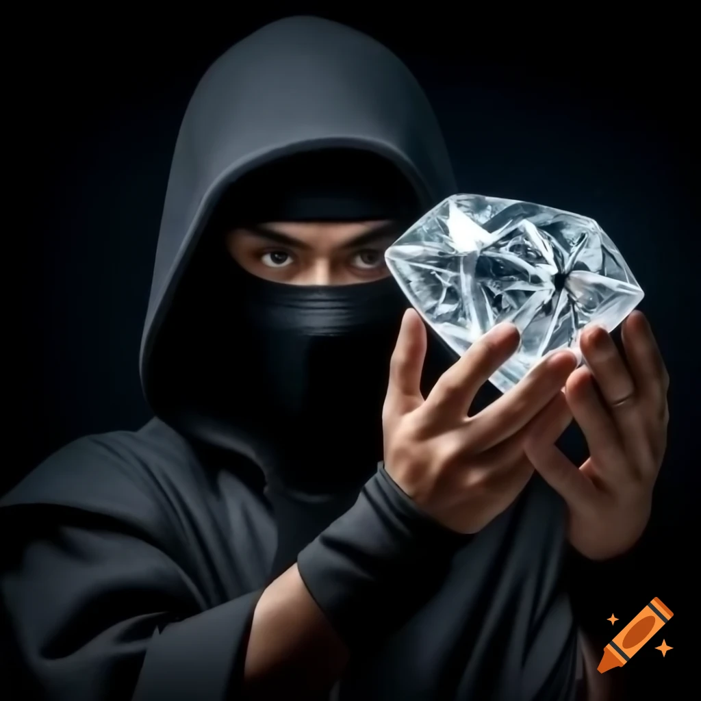 Serious thief in black attire and balaclava holding knife in dark ...