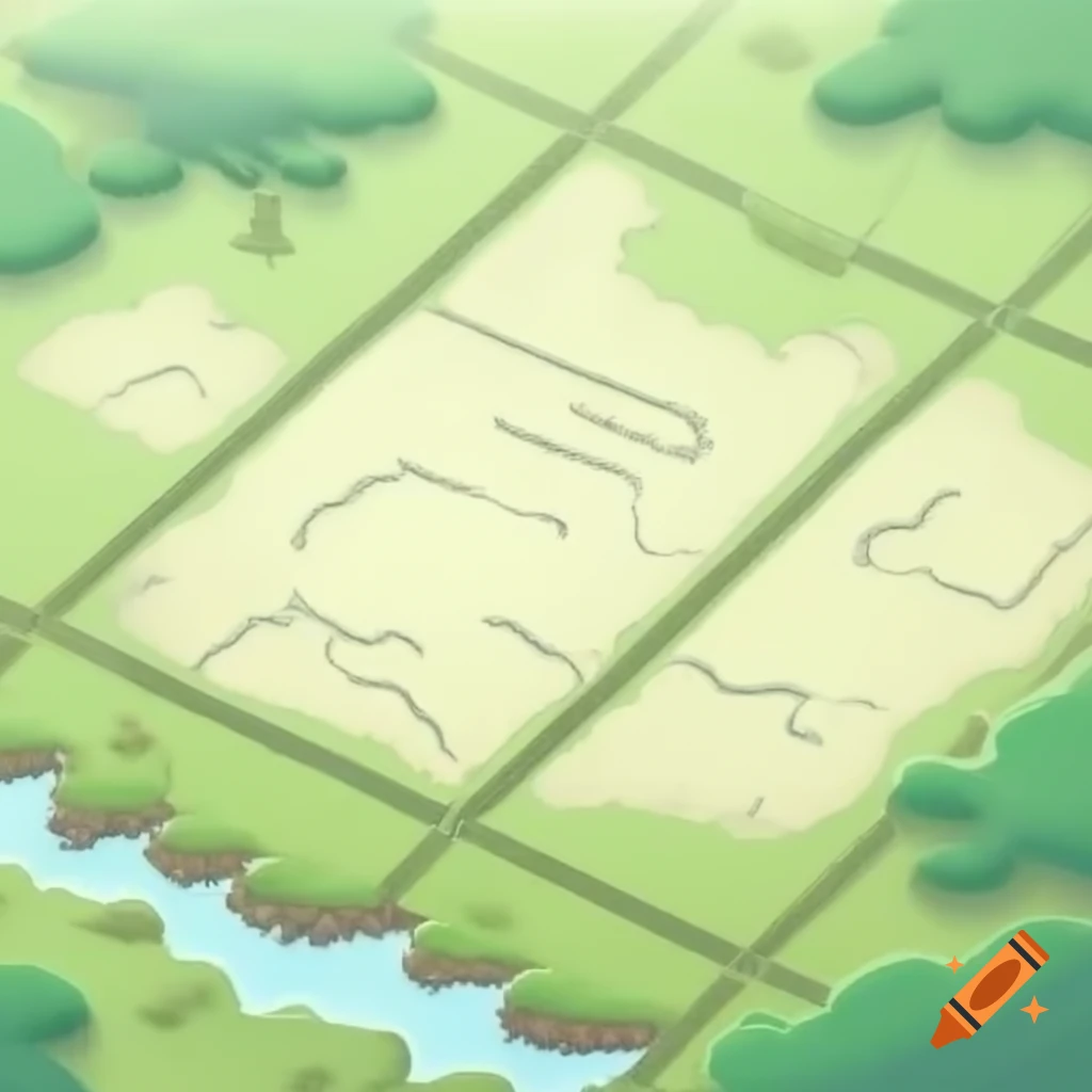 Vertical map of grasslands with delicate green ground on Craiyon