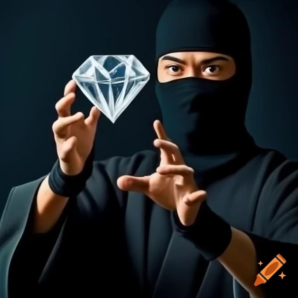Ninja character holding a large diamond on Craiyon