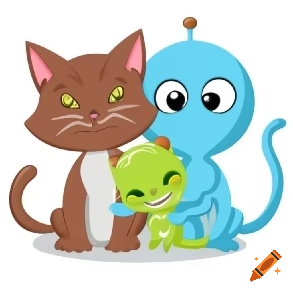 Cats and aliens cuddling together on Craiyon