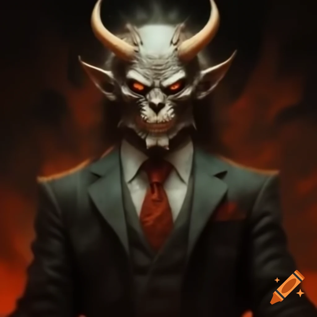 Concept of a demon accountant in an office setting on Craiyon