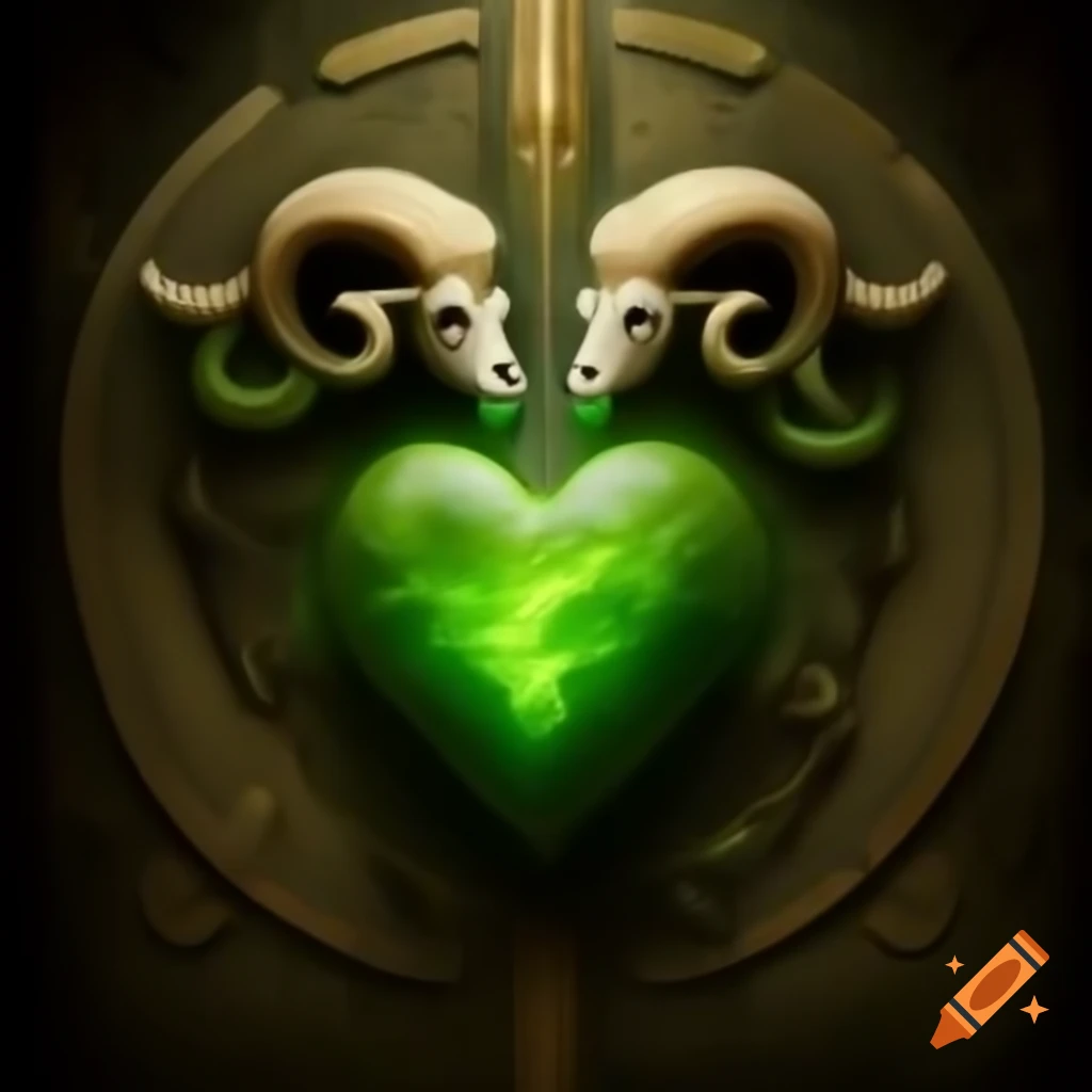 Vibrant green heart emerging from ancient papyrus scroll with a ...