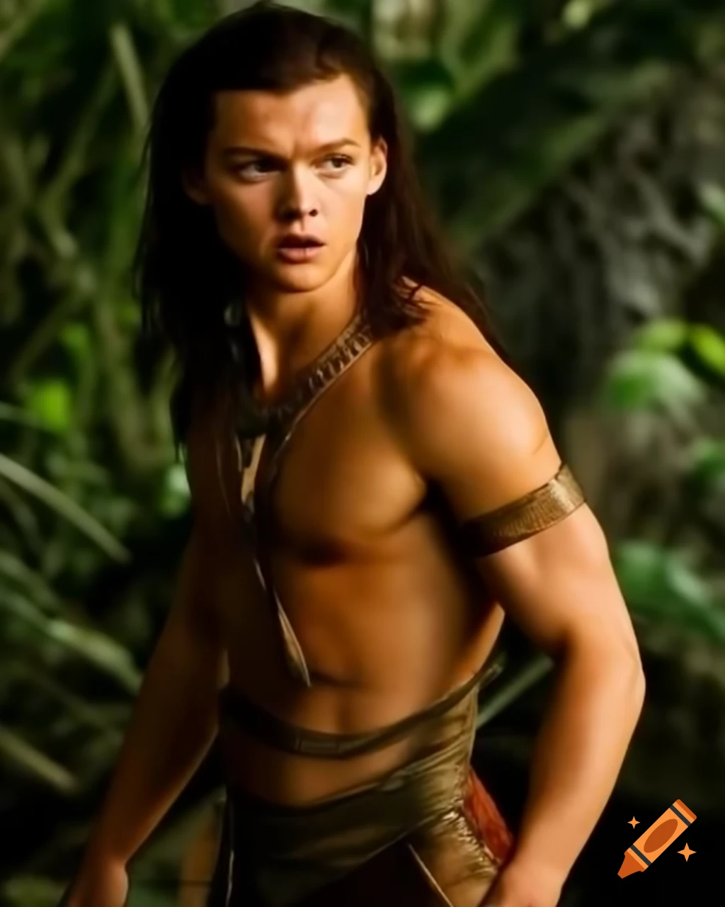 Tom Holland portraying Tarzan on Craiyon