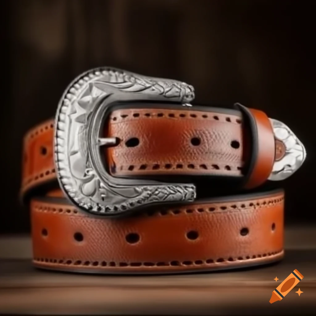 Western style leather belt design on Craiyon