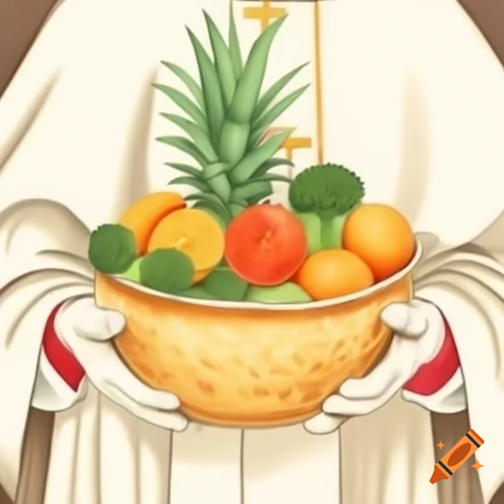 Pope proclaiming urbi et orbi holding a bowl of fruit on Craiyon