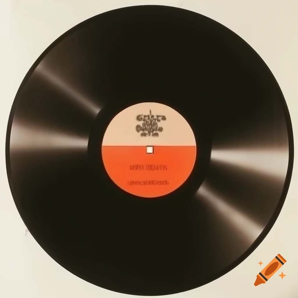 Minimalist line drawing of a vinyl record showcasing grooves and label ...