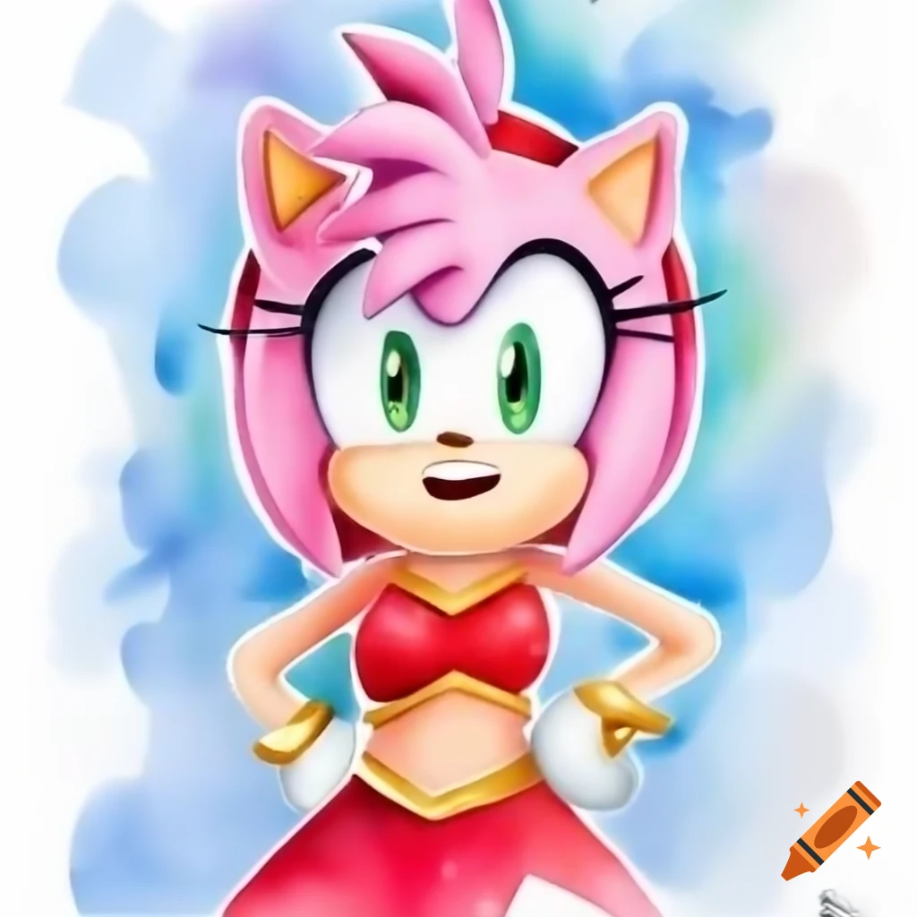 Genie character resembling amy rose with gold armbands on Craiyon
