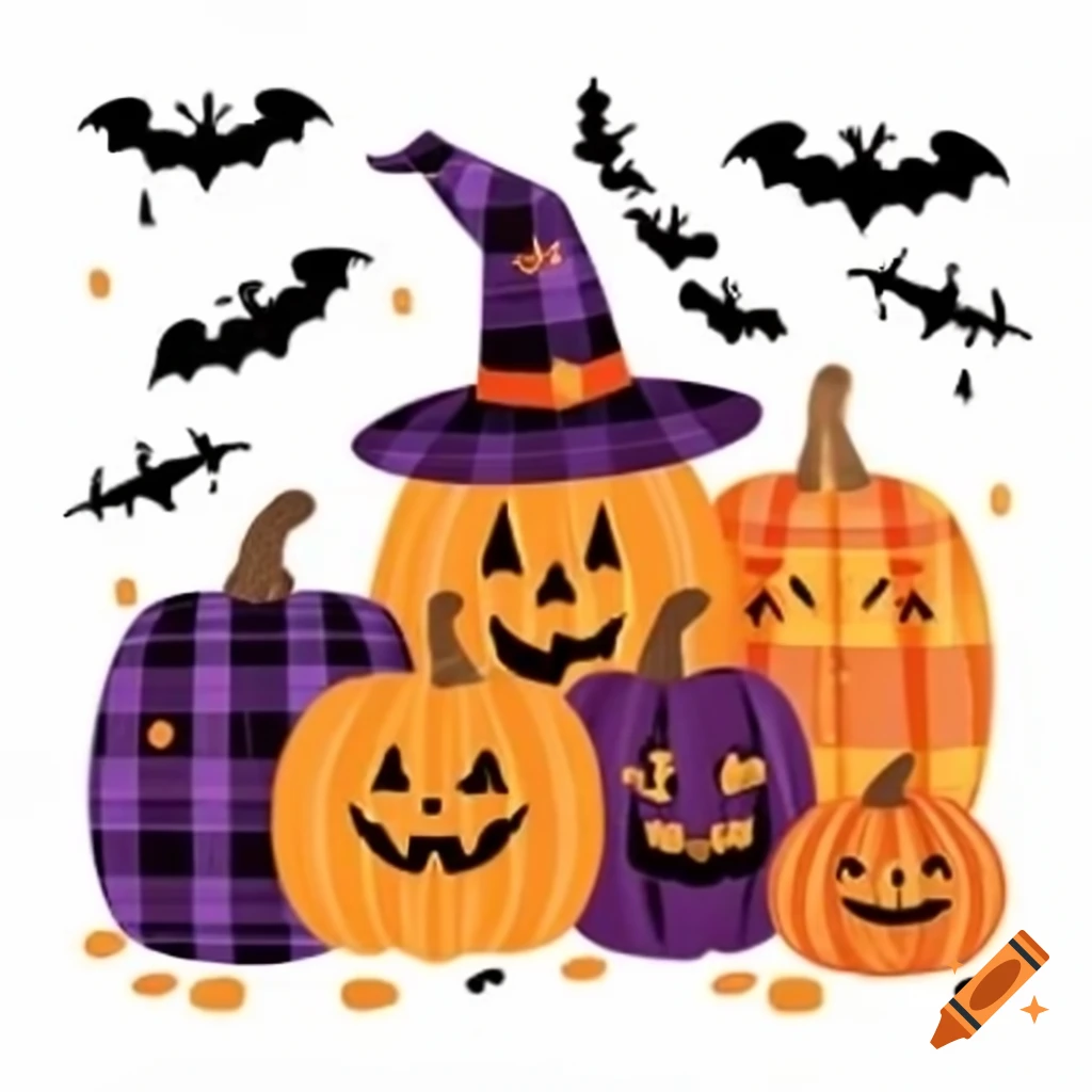 Cozy plaid Halloween-themed clip art design on Craiyon