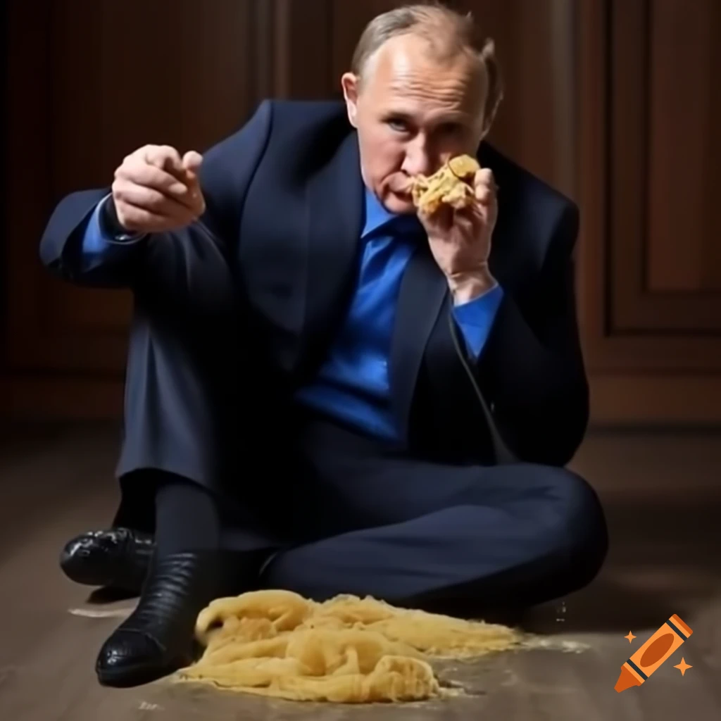 Sad depiction of Putin dropping spaghetti on the floor on Craiyon