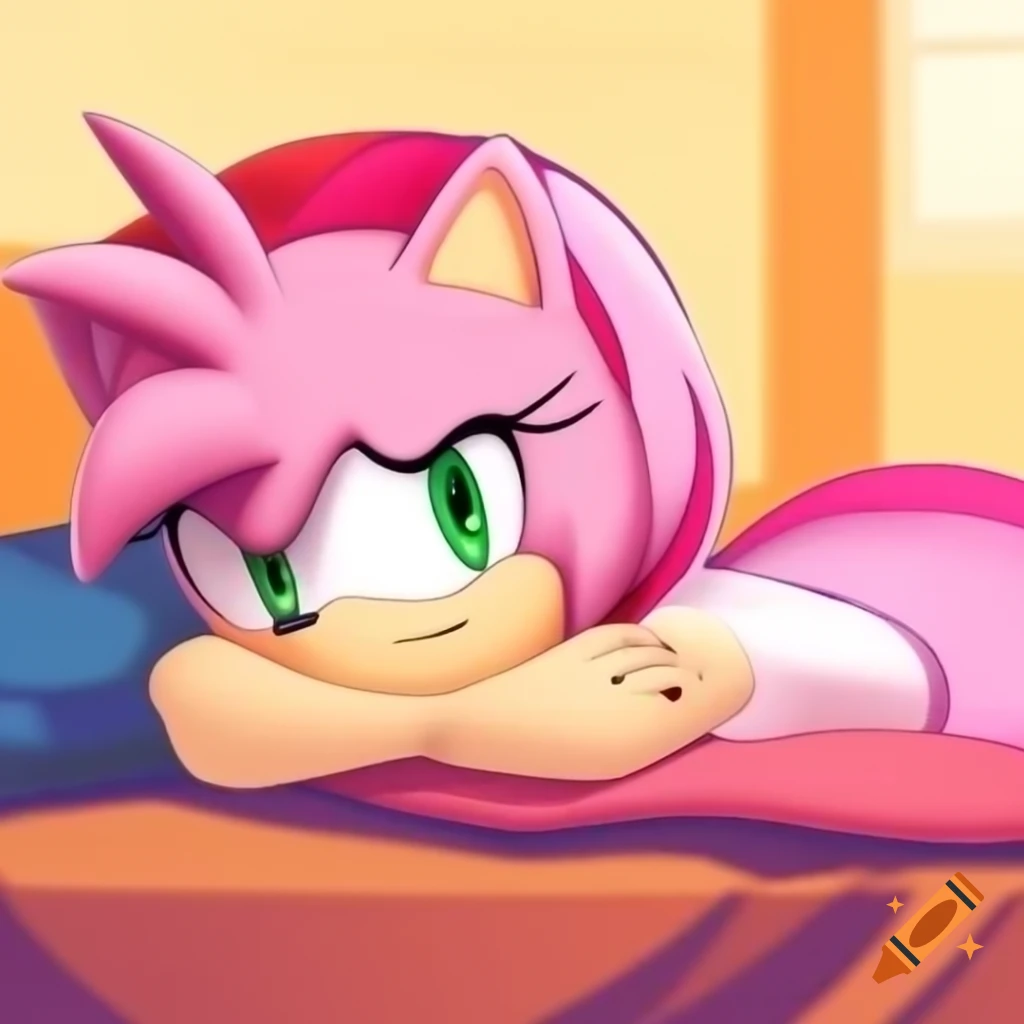 Fantasy Character Amy Rose In Stylish Outfit With Red Collar And Feather Looking Back On Craiyon