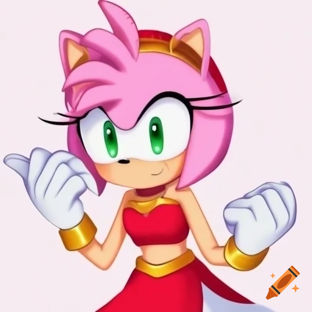 Amy Rose with bubble stuck on her head, looking panicked on Craiyon