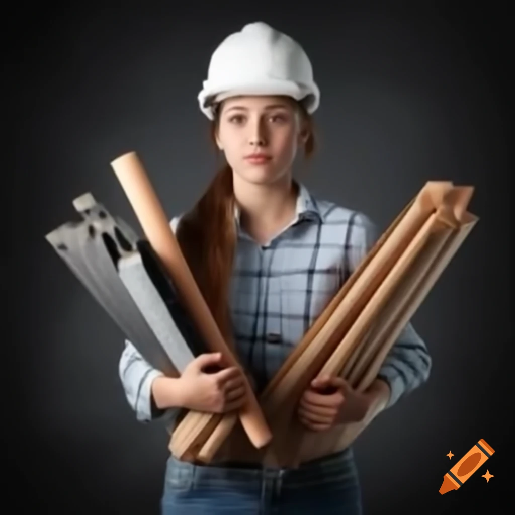 A diverse group of engineers in hard hats look at blueprints, surrounded by gears and machinery ...