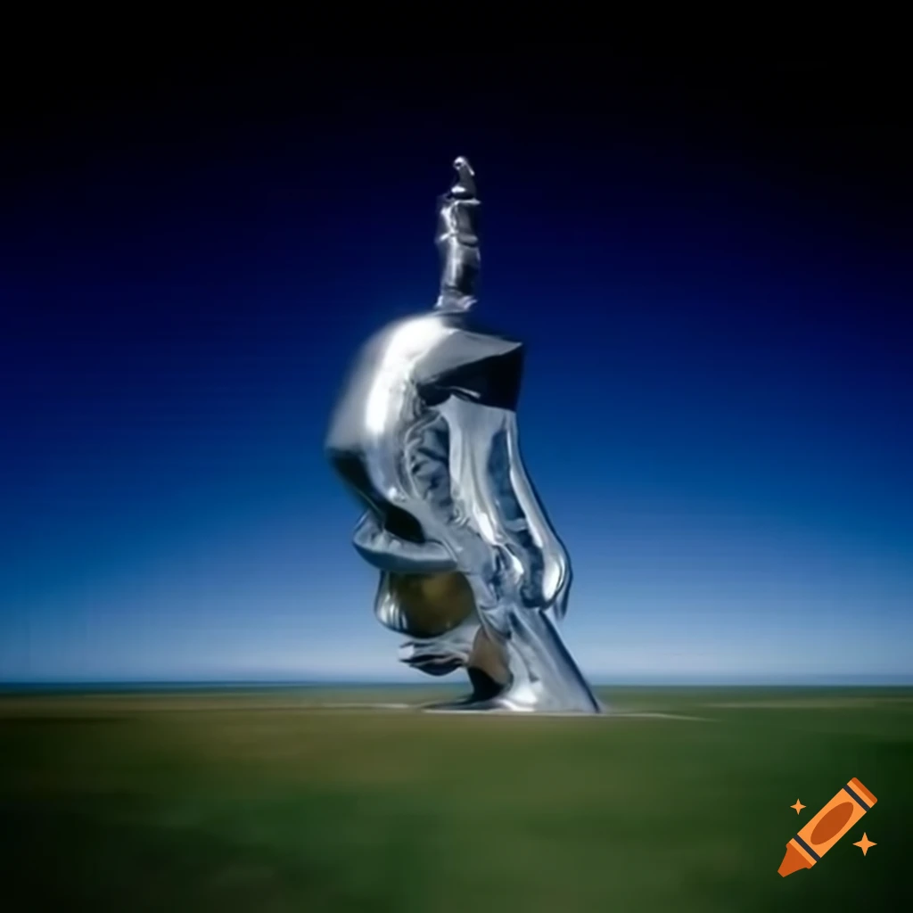 Pop surreal photography featuring silver statue from 2000s on Craiyon
