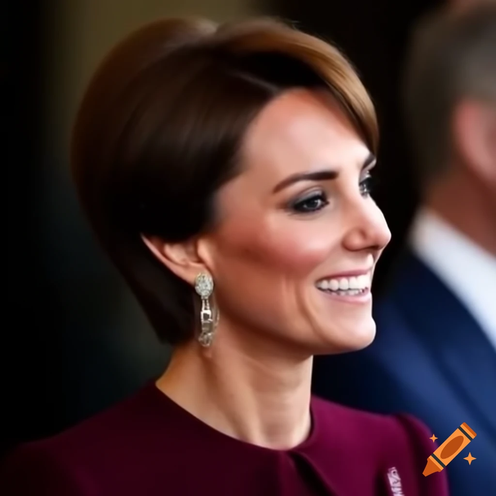 Catherine middleton debuts bold brushed-back pixie cut on Craiyon
