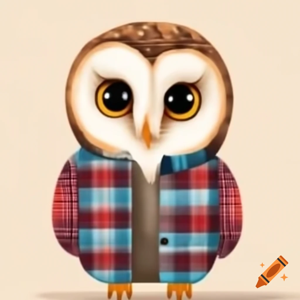 Burrowing owl wearing a flannel shirt on Craiyon