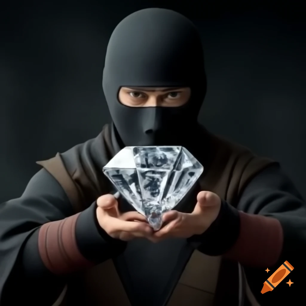 Ninja character holding a large diamond on Craiyon