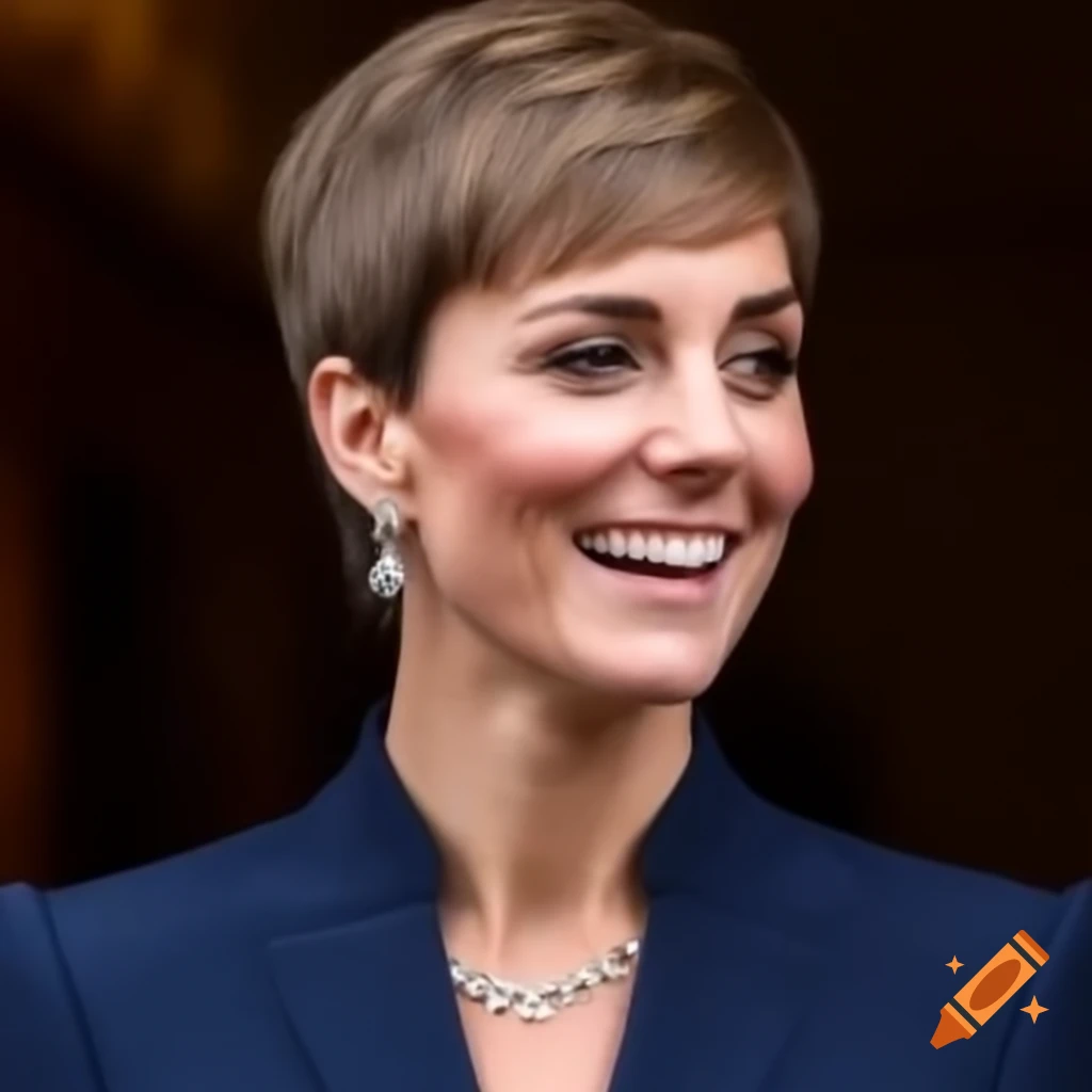 Catherine Middleton's dynamic short pixie cut showcasing a fresh and ...