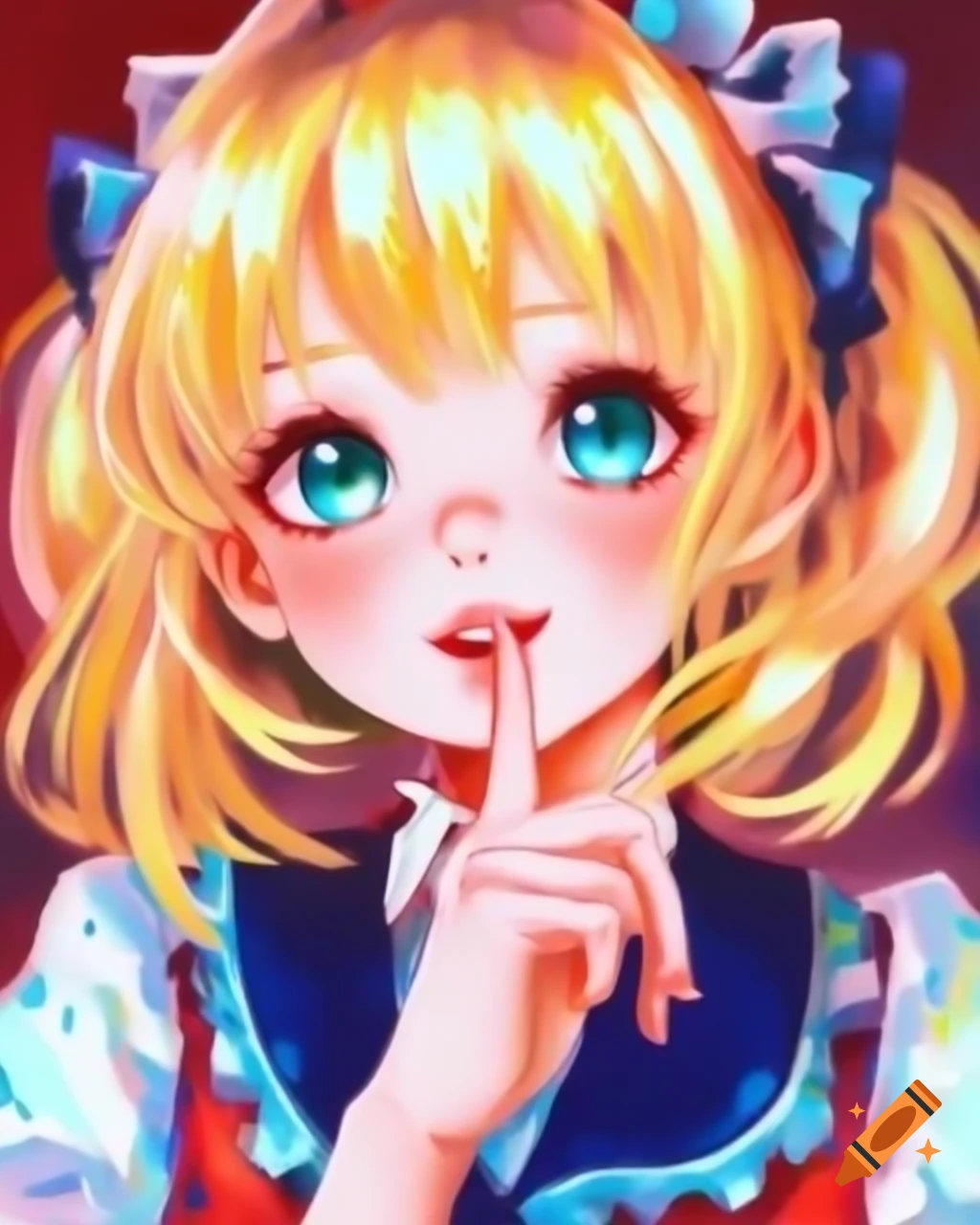 Japanese gyaru with long blonde hair taking selfie on school rooftop in pixel art style on Craiyon