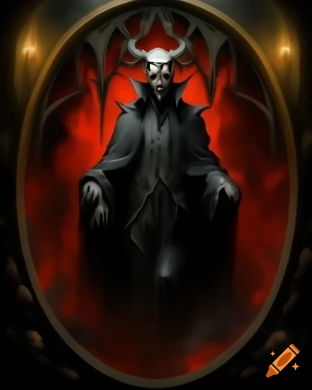 Gothic oil painting of a foreboding figure embodying temptation on Craiyon