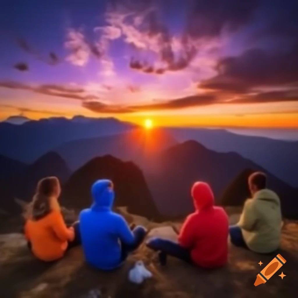 Breathtaking sunset in mountains with vibrant orange, pink, and purple ...