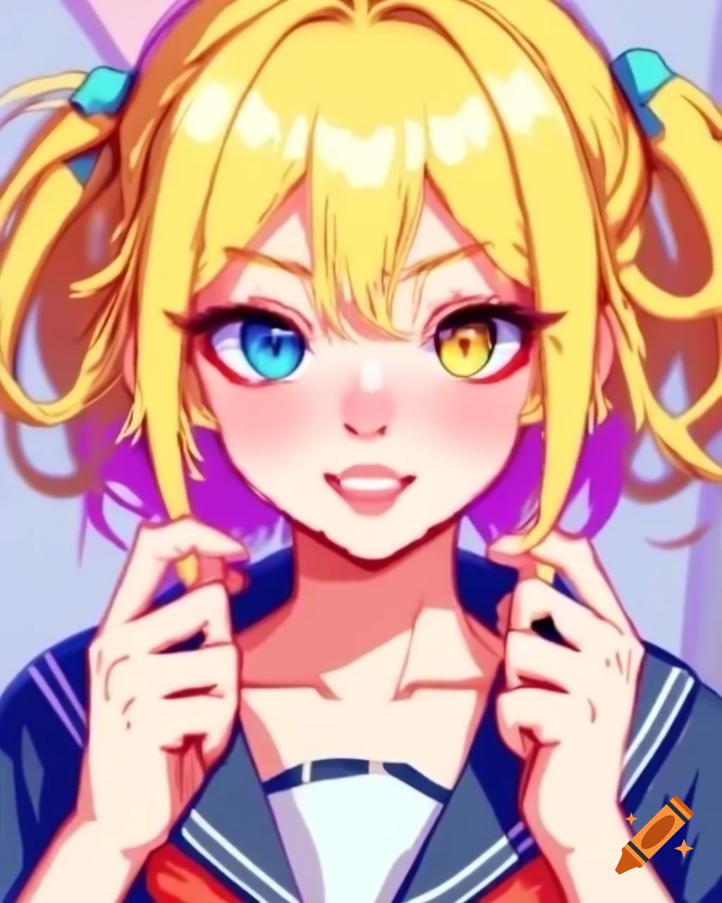 Japanese sweet lolita gyaru on school rooftop, ink and watercolor style ...