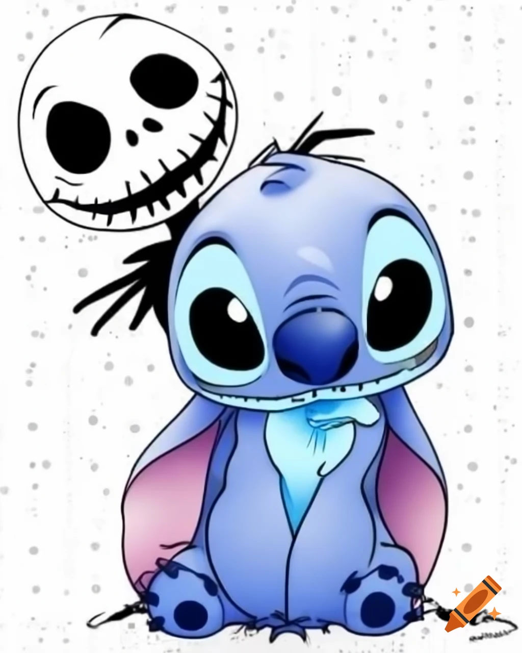 Lilo and Stitch driving a white F-150 pick-up truck on Craiyon