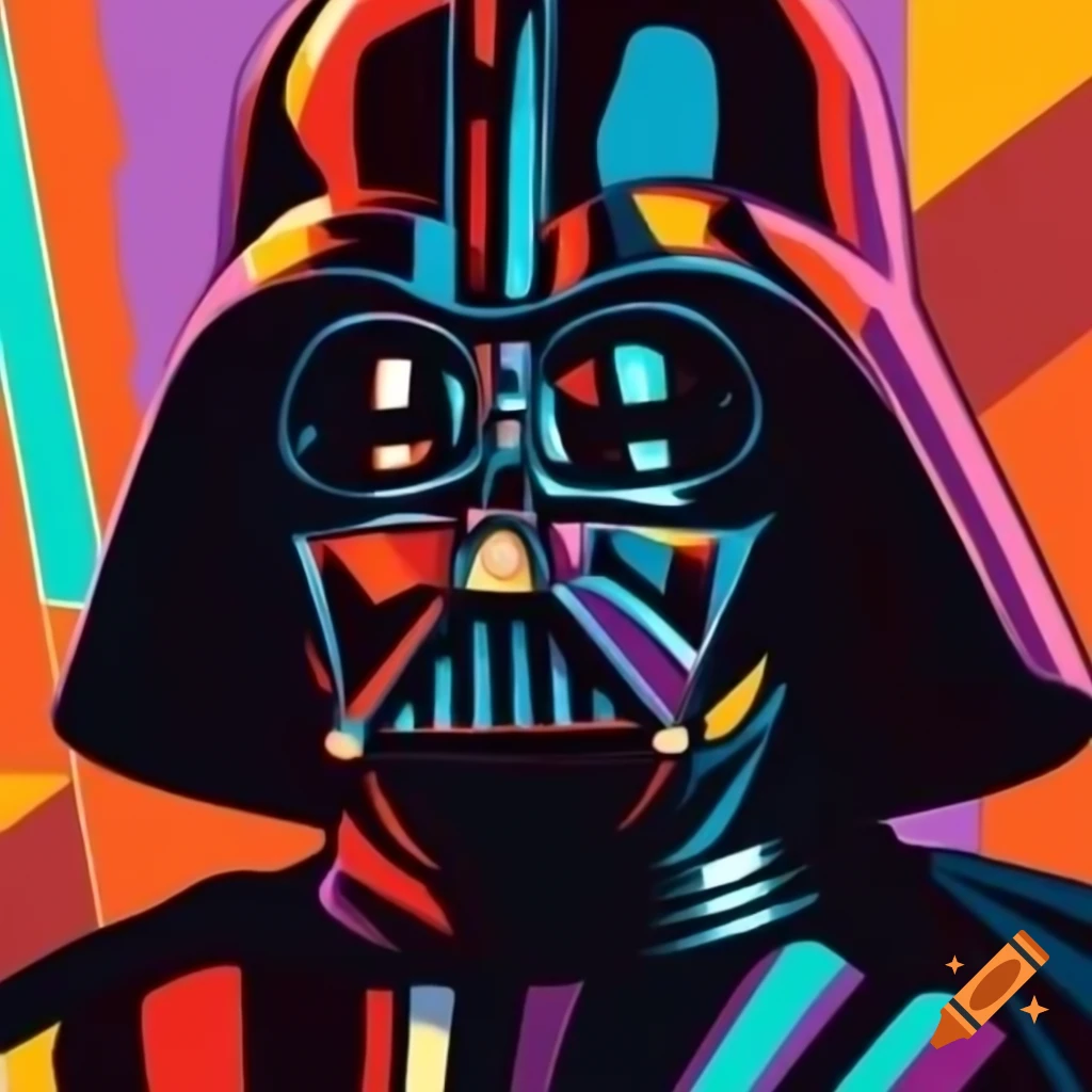 Pop art depiction of Darth Vader on Craiyon