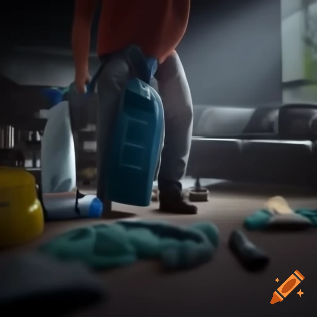 Crime scene cleaner working in a detailed environment on Craiyon