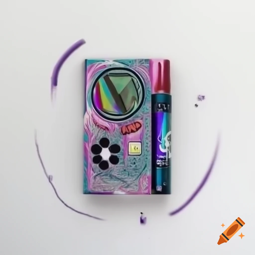 Minimal hand-drawn art combining vape and gameboy color surrounded by ...
